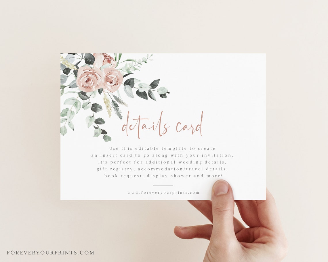 Classic Details Card Template Printable Registry Card Bridal - Etsy