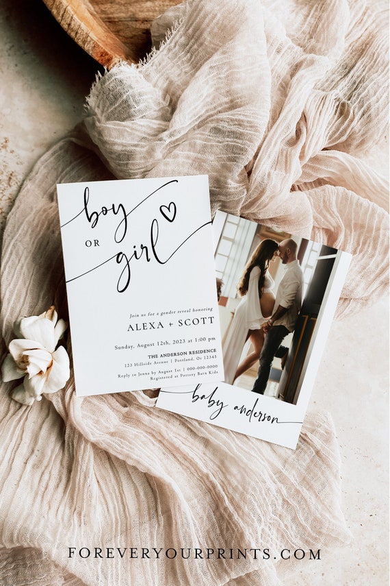 Minimalist Baby Gender Reveal Invitation Template, Gender Reveal Party ...