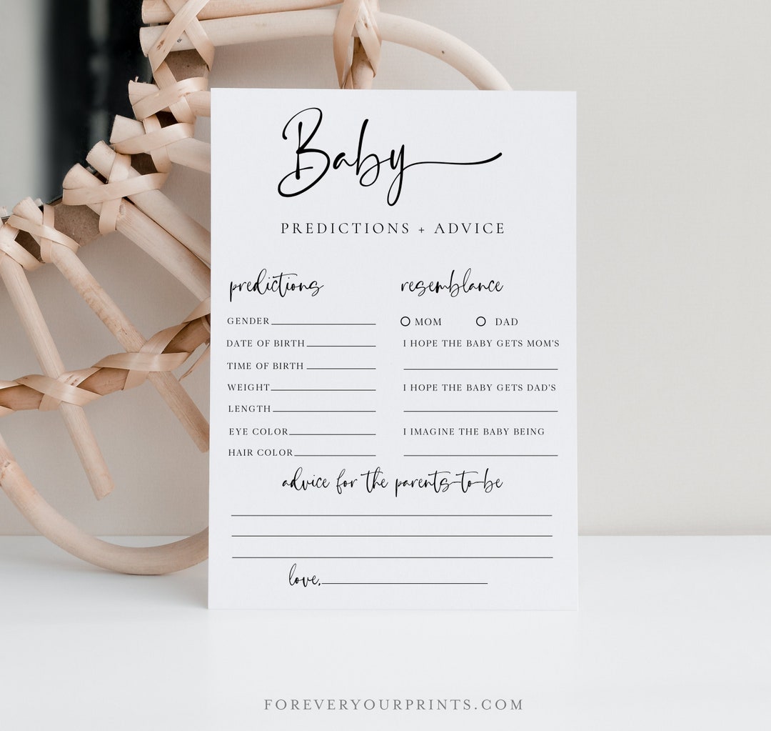 Printable Baby Predictions and Advice Cards Template, Digital Download ...