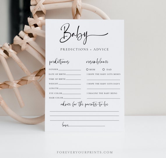 Printable Baby Predictions And Advice Cards Template, Digital Download ...