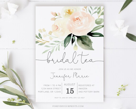 Floral Bridal Tea Invitation Template | Editable Instant Download by ...
