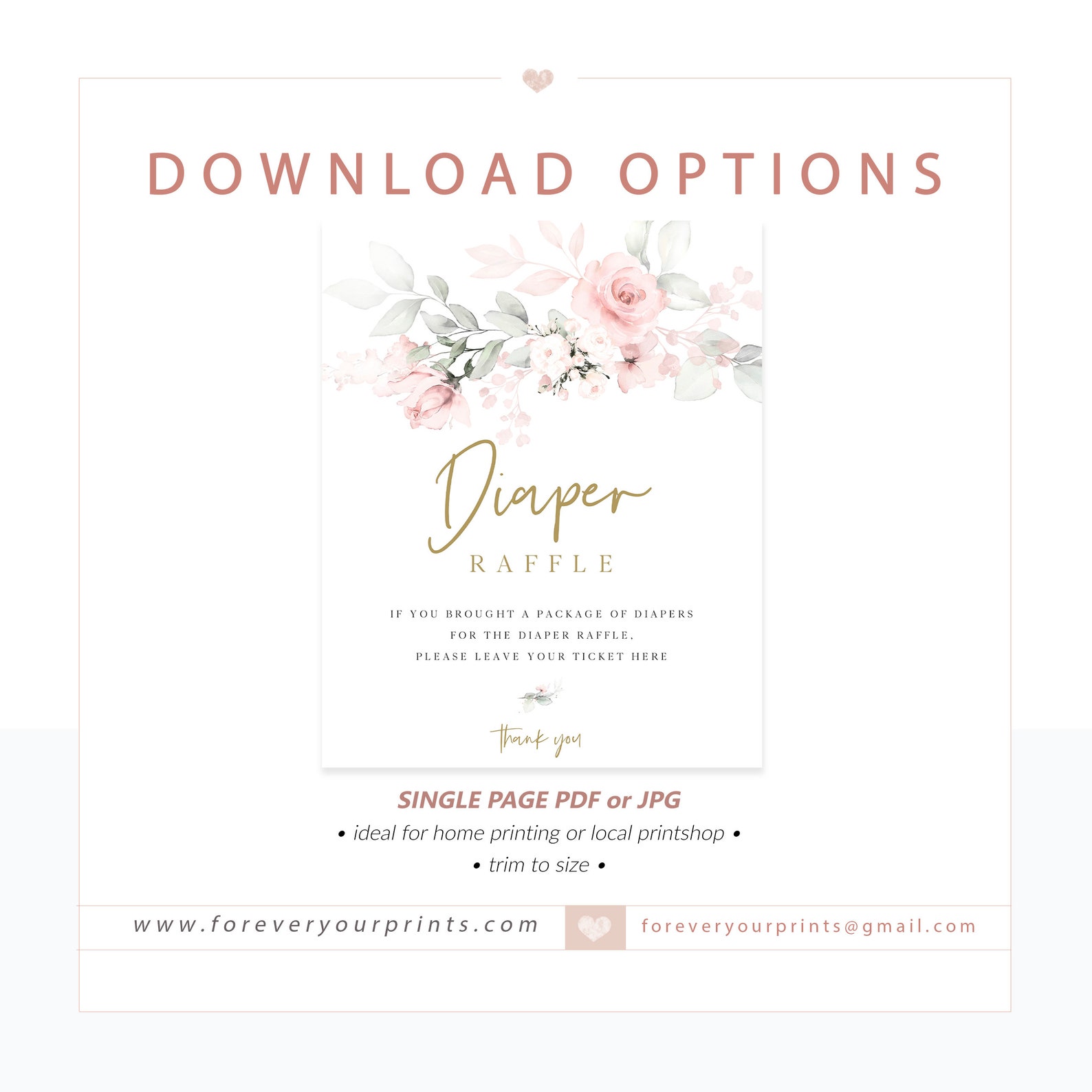 Diaper Raffle Sign Editable Baby Shower Sign Blush Pink - Etsy