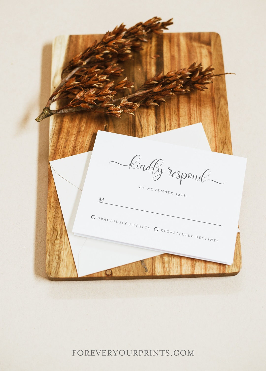 Minimalist RSVP Card Template, Simple RSVP Card, Printable Reply Card ...