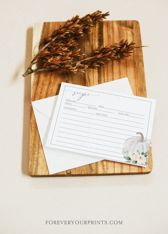 Printable Recipe Card Template, Bridal Shower Recipe Cards, Wedding ...
