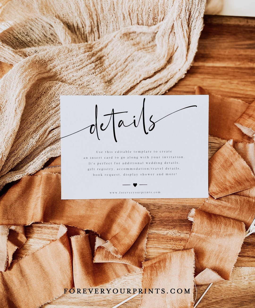Modern Wedding Details Card Template, Details Card Instant Download ...