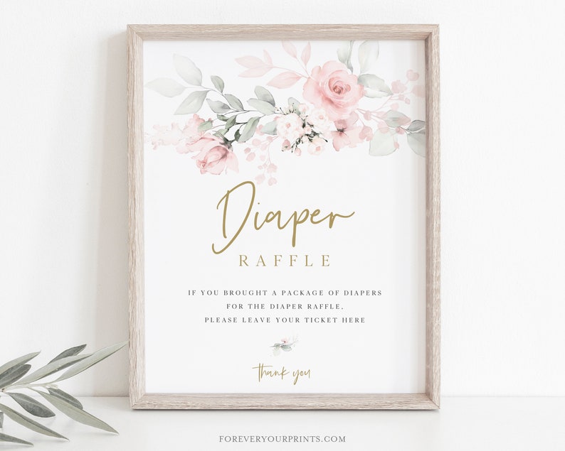 Diaper Raffle Sign Editable Baby Shower Sign Blush Pink - Etsy