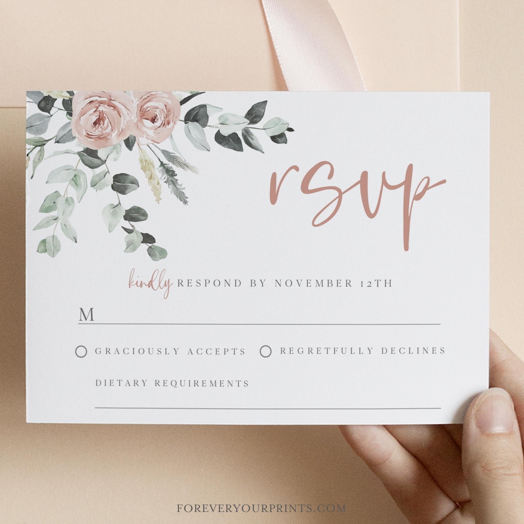 Wedding RSVP Card Template | Printable Rsvp Card | Greenery Wedding ...