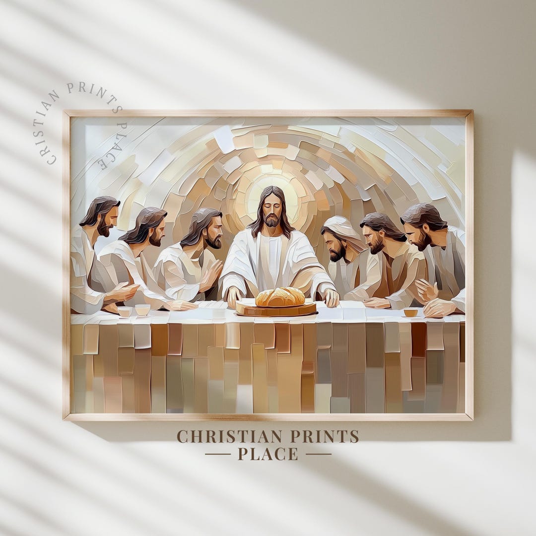 The Last Supper Christian Painting, Jesus With Apostles Art, Modern ...