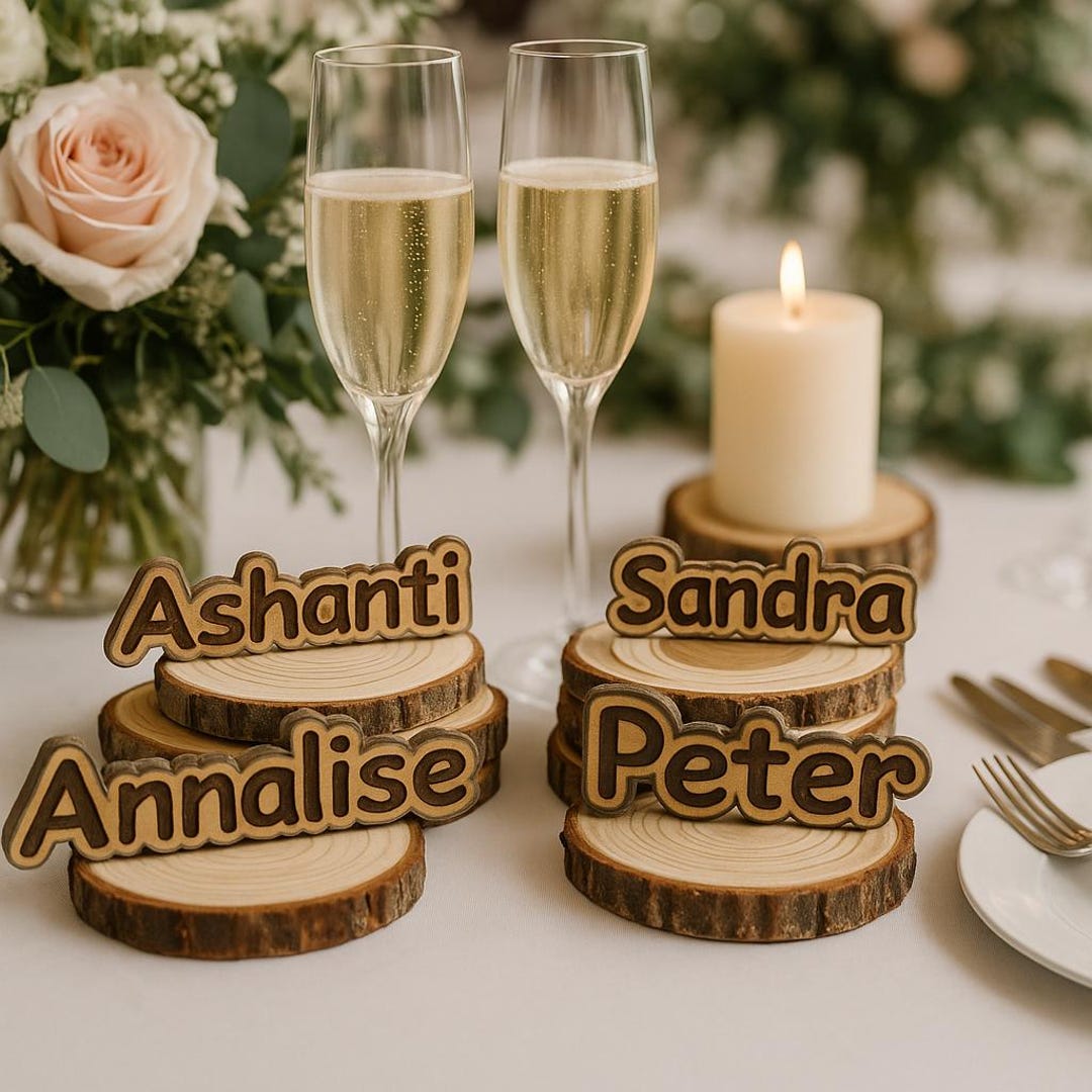 Personalized Wooden Name Place Cards – Rustic Wedding Table Decor ...