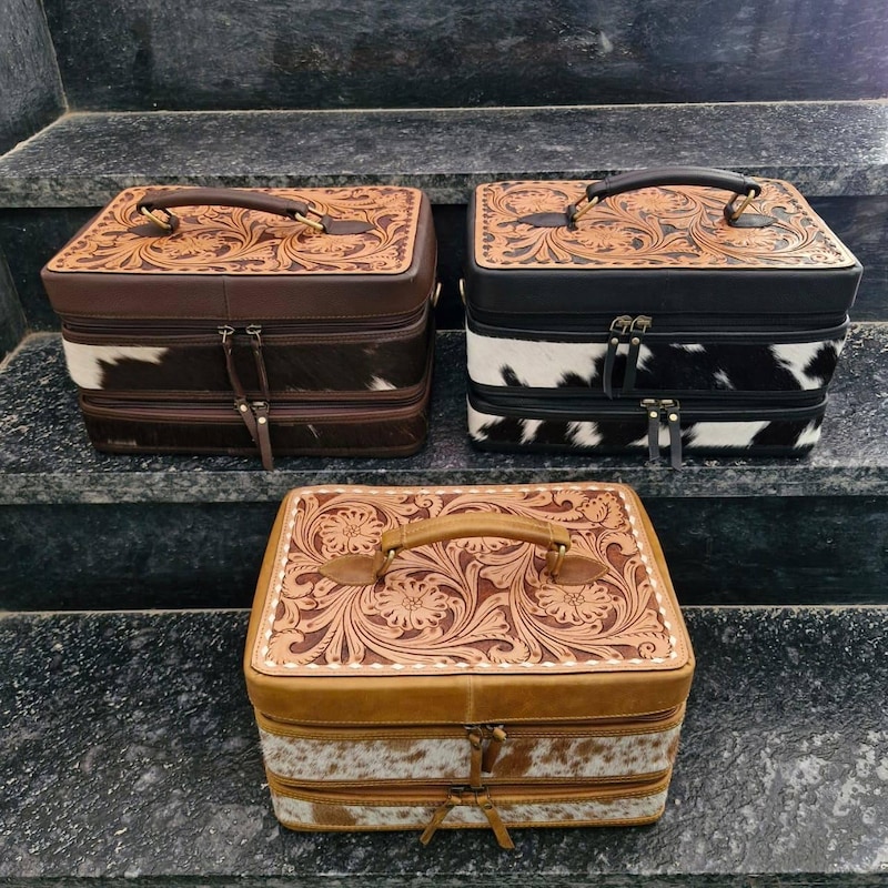 Cowhide Beauty Box - Etsy
