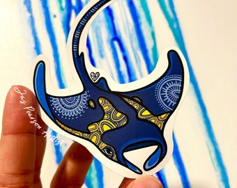 Vinyl Manta Rays Swimming Sticker, Two Manta Rays Vinyl Stickers, Ocean ...