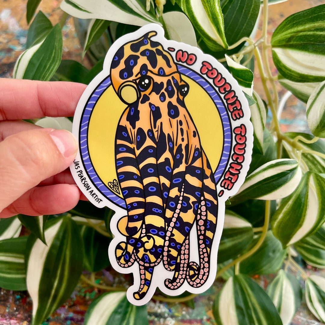 No Touchie Touchie Blue Ringed Octopus Aussie Humour Vinyl Sticker ...