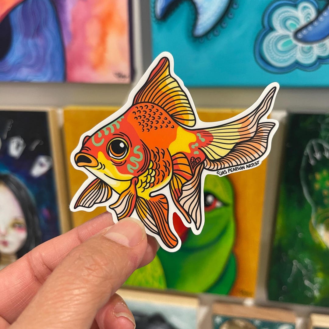Goldfish Vinyl Sticker - Etsy