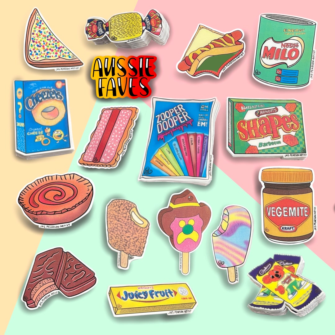 Aussie Fave Food Mini Vinyl Sticker Packs - Etsy