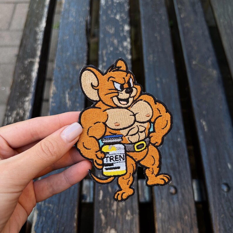 Jerry Pumped up Patch | Gym Meme Embroidered Patch | Funny Iron-on ...