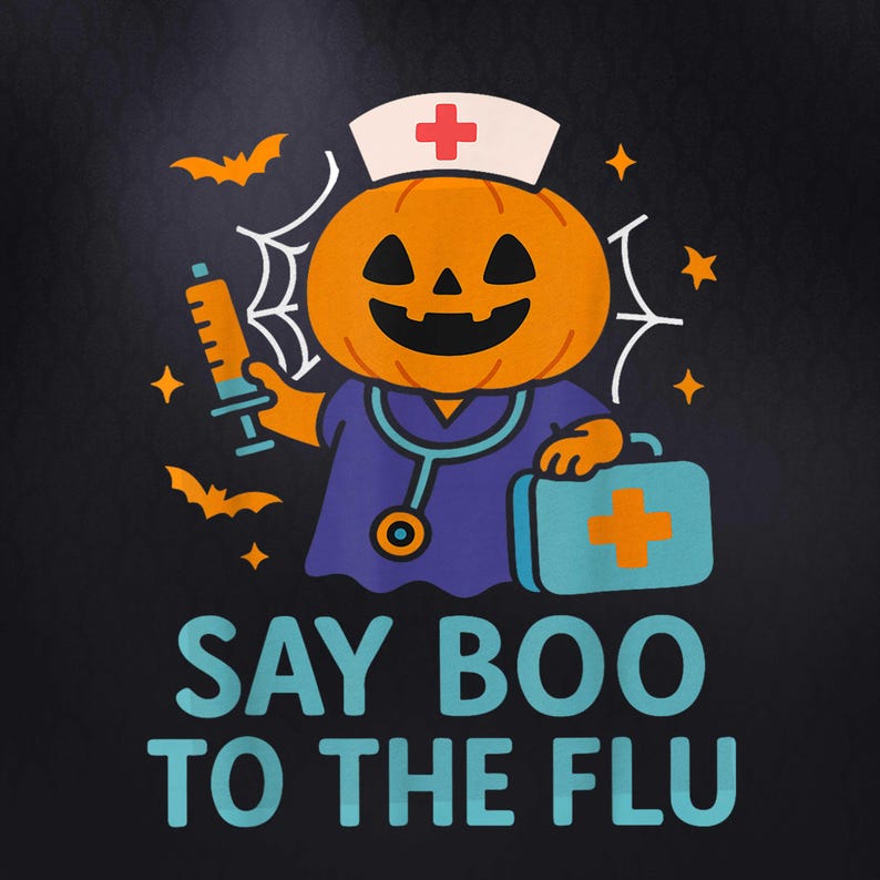 Say Boo to the Flu Funny Nurse Halloween Pumpkin PNG Digiotal Download ...