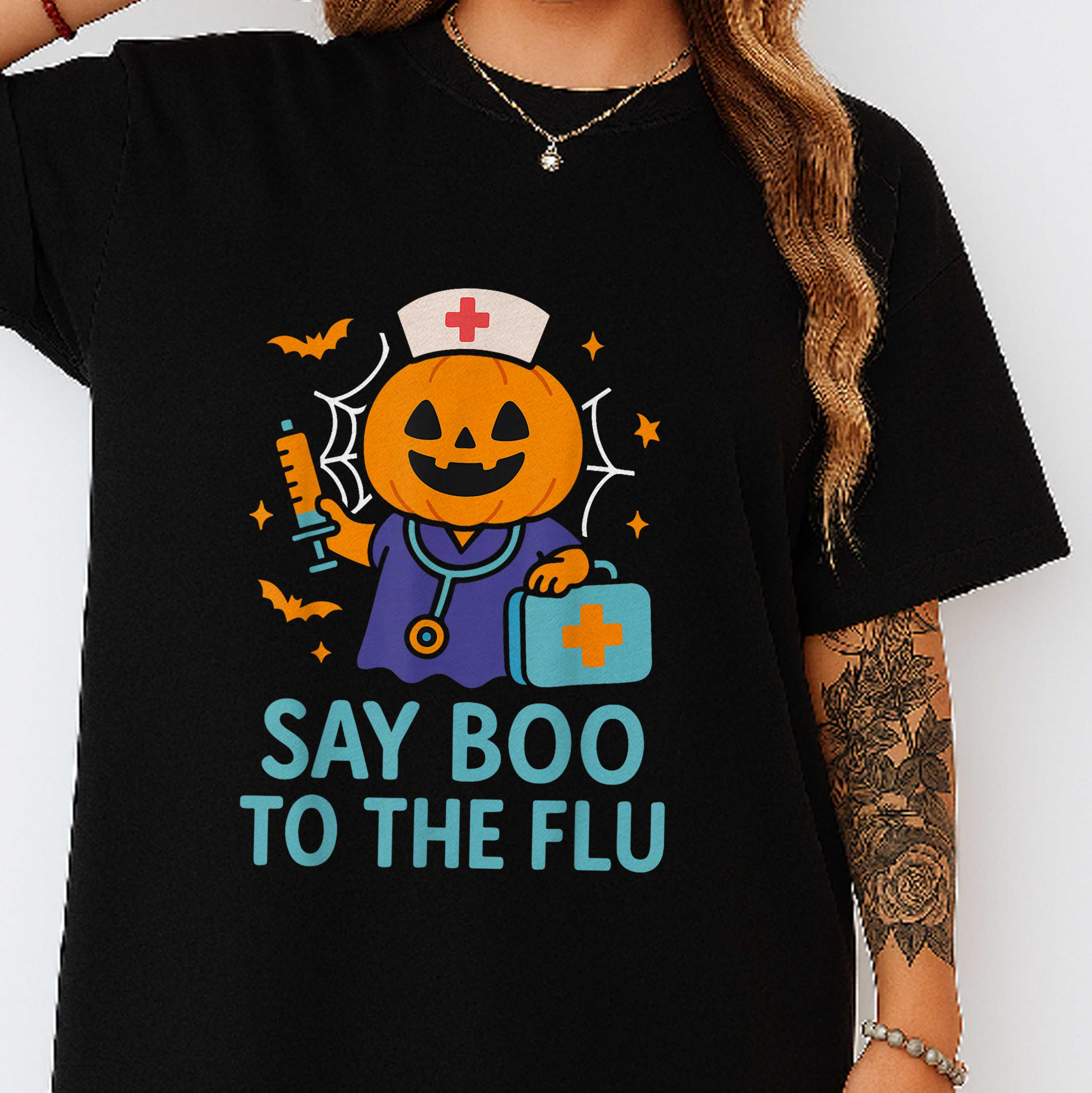 Say Boo to the Flu Funny Nurse Halloween Pumpkin PNG Digiotal Download ...