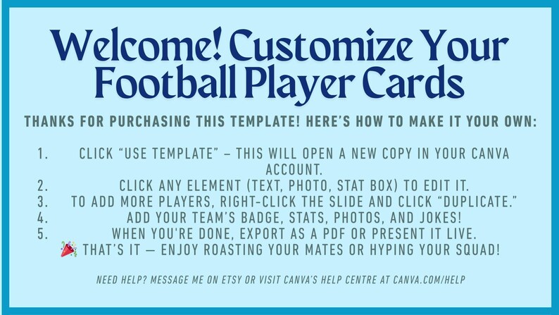 Editable Football Player Card Template | Canva Top Trumps | Custom Team ...