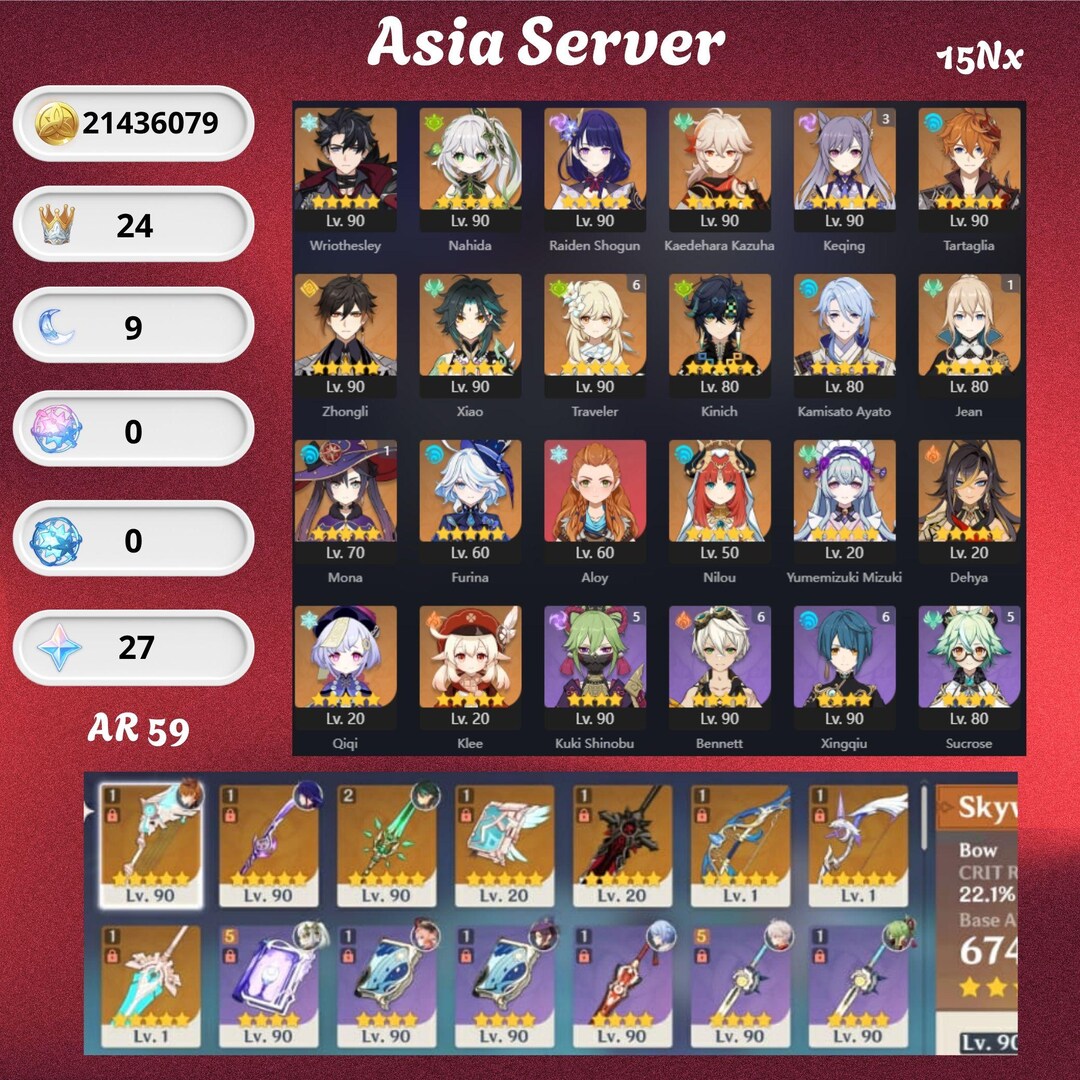 Asia Account Genshin Impact Raiden Shogun Sign | 20++ Stars N15 - Etsy