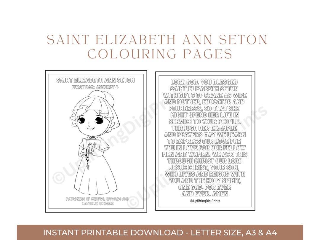 Saint Elizabeth Ann Seton Colouring Pages for Kids | Instant PDF ...