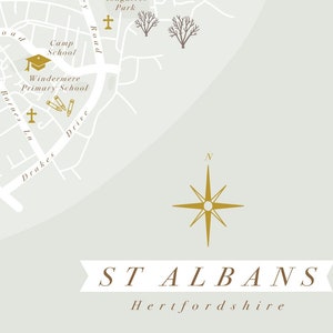 Framed St Albans Map Print. Illustrated Map of St Albans, St Albans ...