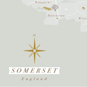 Framed Somerset Map Print. Somerset Wall Map. Somerset Map Poster ...