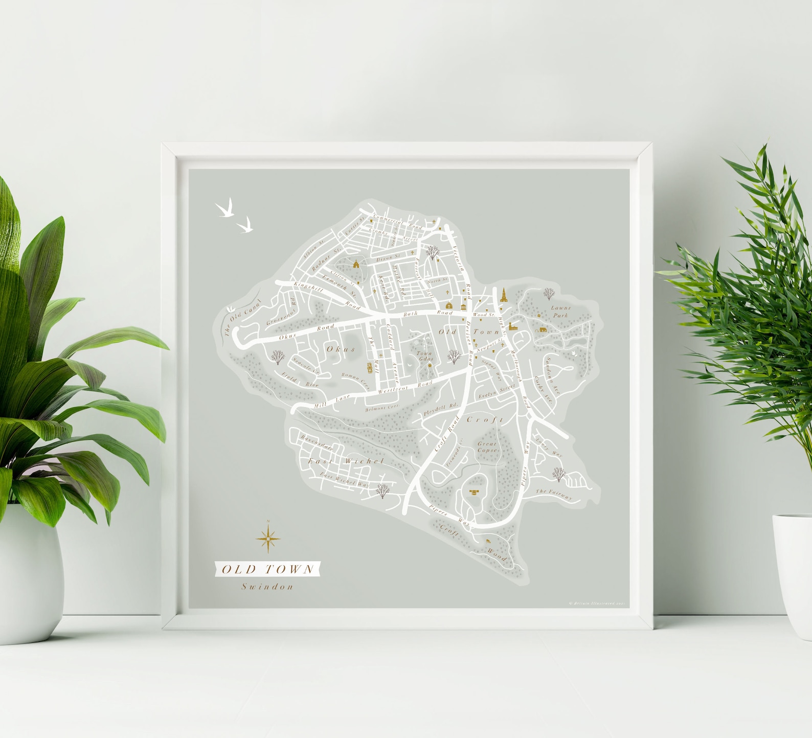 Swindon Old Town Map Print. Unframed. Illustrated Map of Old Town ...