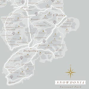 Unframed Snowdonia Map Print. Illustrated Map of Snowdonia Print. Welsh ...