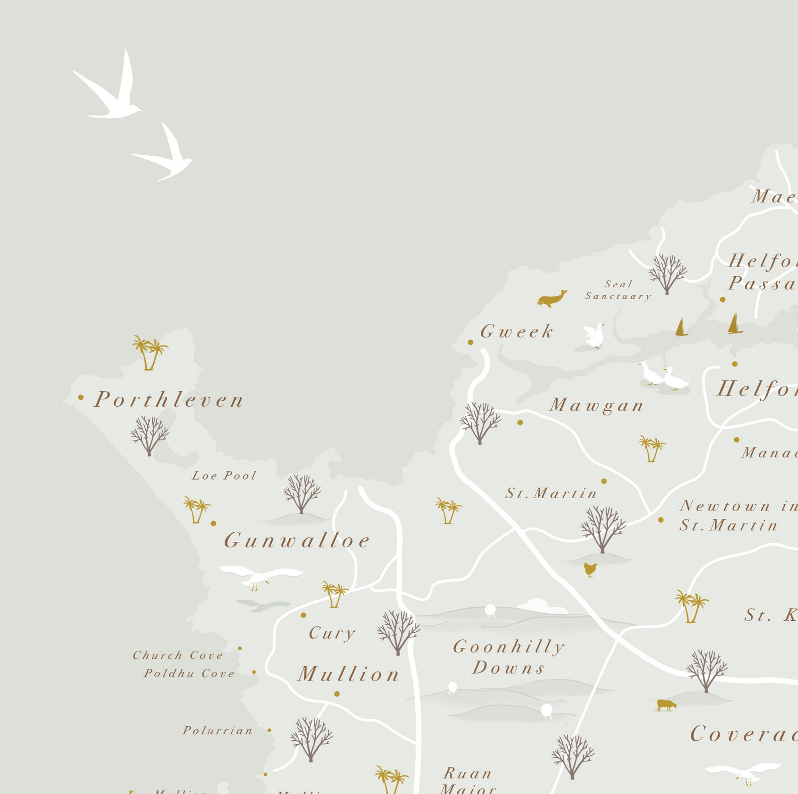 Framed Lizard Peninsula Print Cornwall Print. Wall Map of | Etsy UK