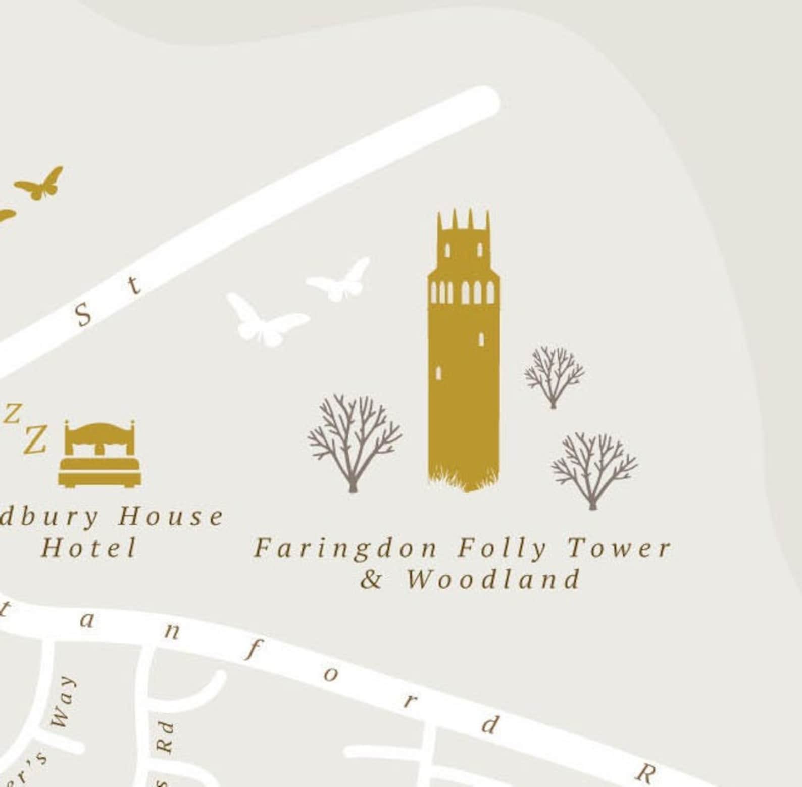 Buy Framed Faringdon Map Print. Illustrated Map of Faringdon Online in ...