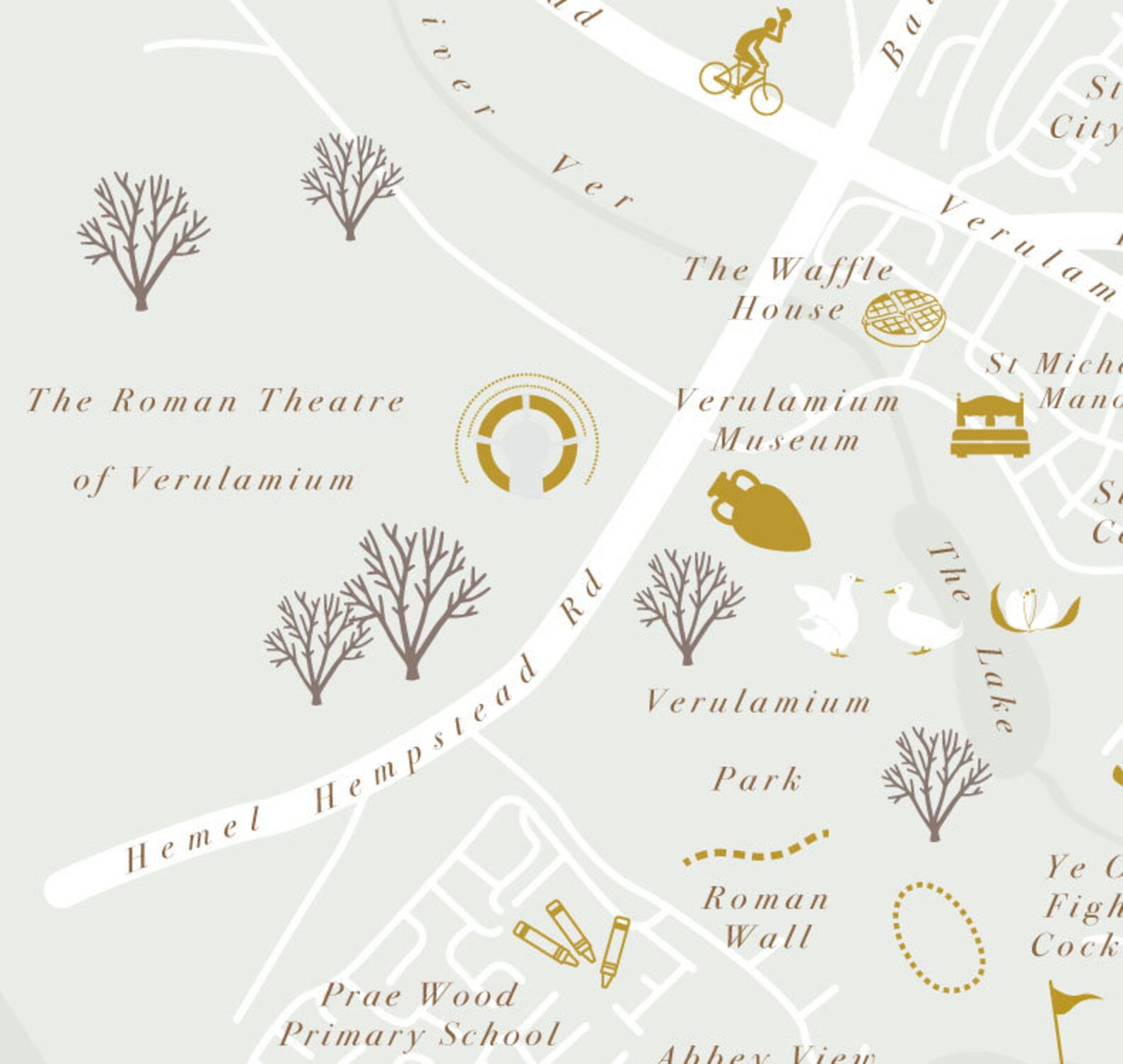 St Albans Map Print. Illustrated Map of St Albans St Albans | Etsy