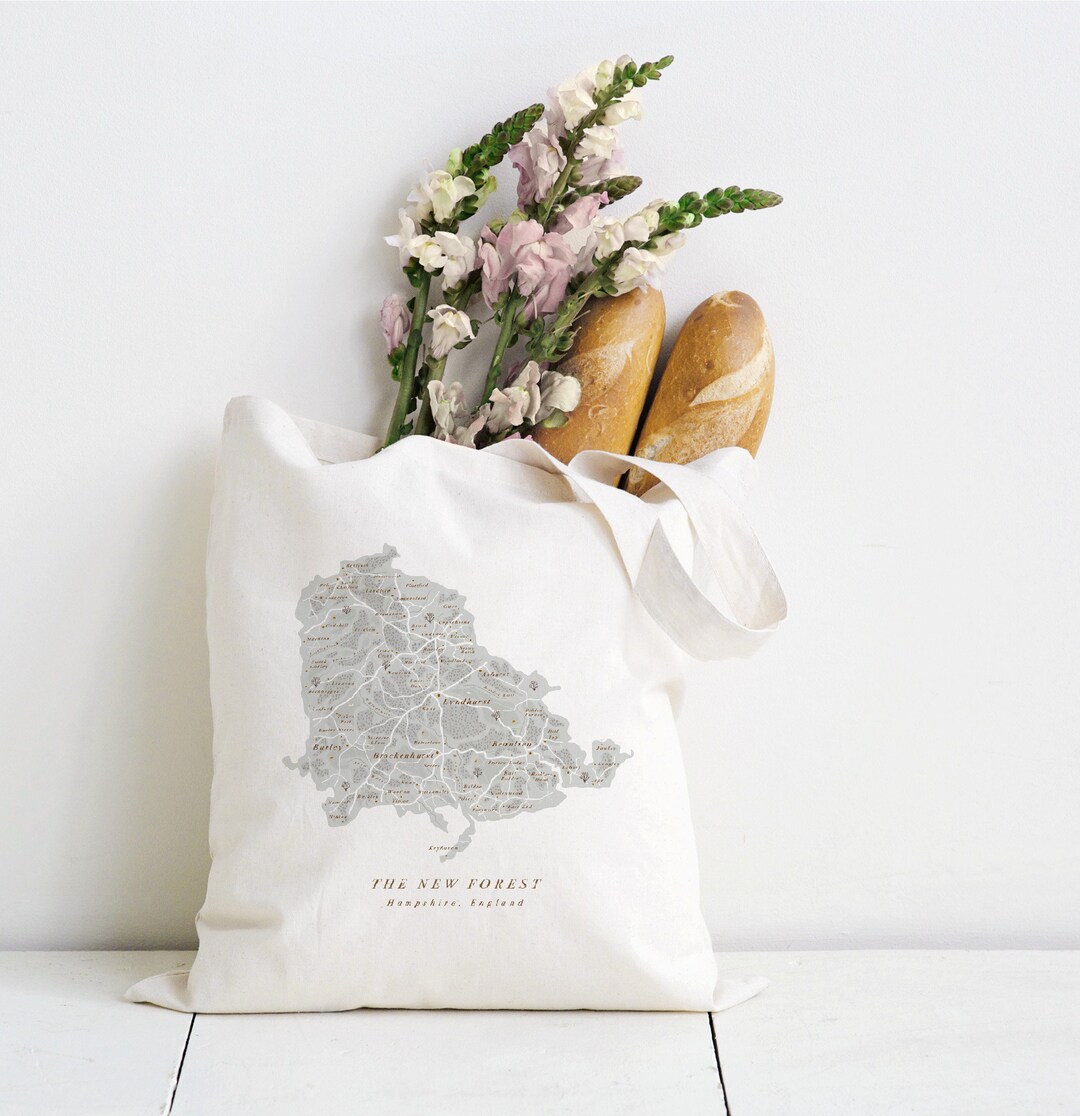 New Forest Tote Bag. New Forest Map Tote Bag. New Forest Gift. UK ...