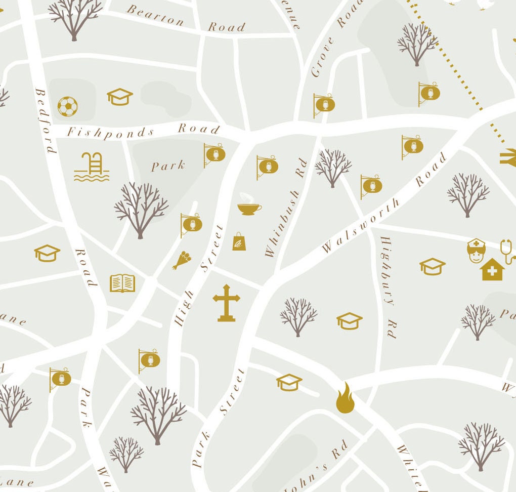 Framed Hitchin Map Print. Illustrated Map of Hitchin - Etsy UK