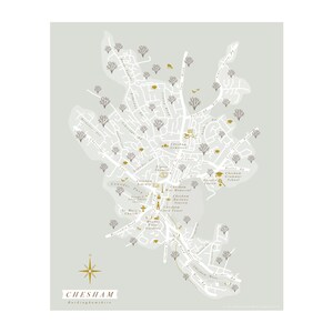 Framed Chesham Map Print. Illustrated Map of Chesham, Buckinghamshire ...
