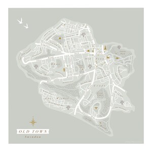 Swindon Old Town Map Print. Unframed. Illustrated Map of Old Town ...