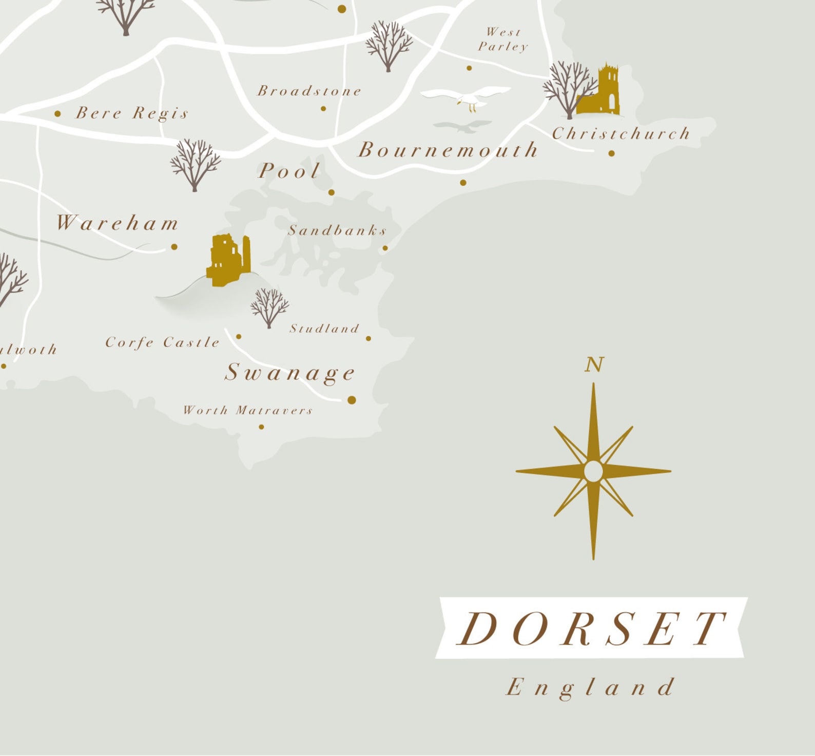 Framed Dorset Print. Wall Map of Dorset. England. UK Travel. - Etsy