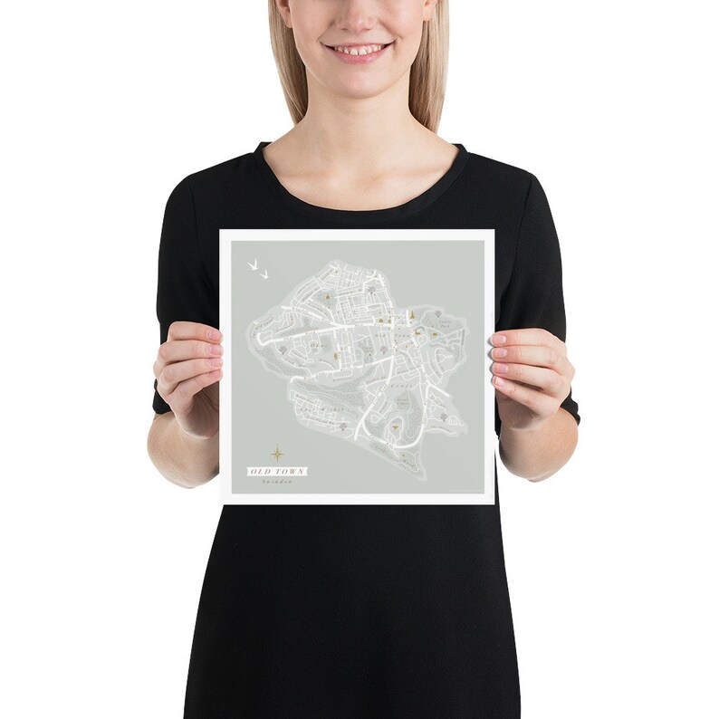 Swindon Old Town Map Print. Unframed. Illustrated Map of Old - Etsy