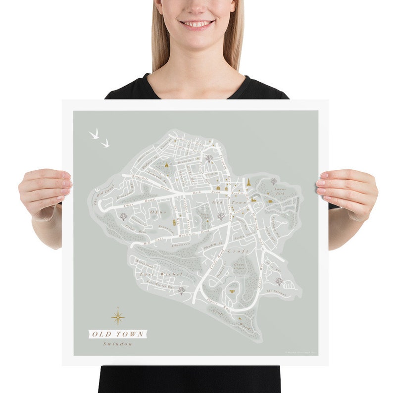 Swindon Old Town Map Print. Unframed. Illustrated Map of Old - Etsy