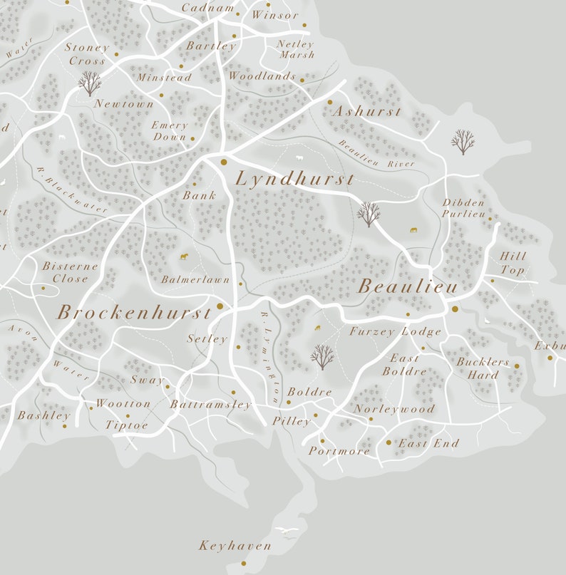 DIGITAL PRINT New Forest Print. New Forest Illustrated Map. UK National ...