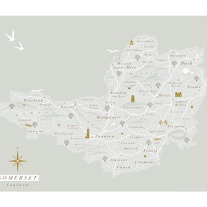 Framed Somerset Map Print. Somerset Wall Map. Somerset Map Poster ...
