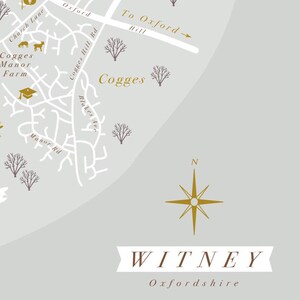 Framed Witney Map Print. Illustrated Map of Witney, Oxfordshire. Witney ...