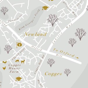 Framed Witney Map Print. Illustrated Map of Witney, Oxfordshire. Witney ...