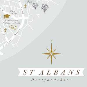 Unframed St Albans Map Print. Illustrated Map of St Albans, St Albans ...