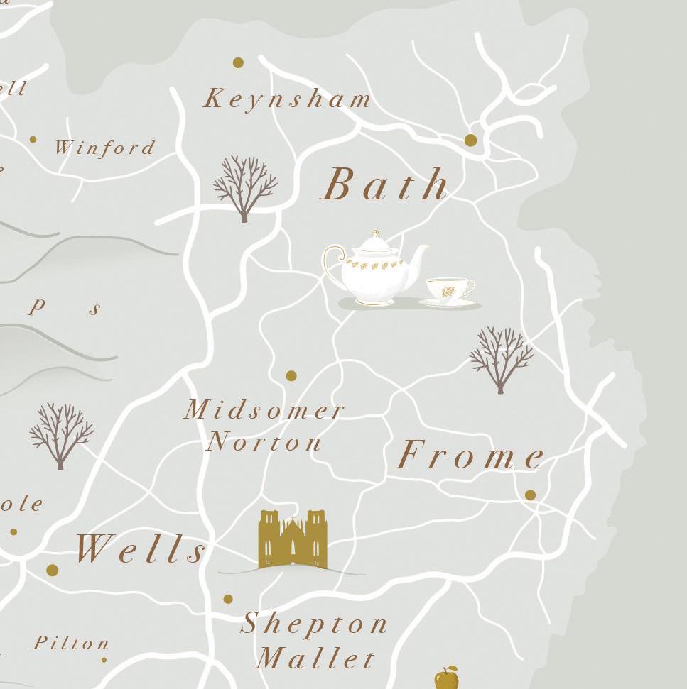 Framed Somerset Map Print. Somerset Wall Map. Somerset Map Poster ...