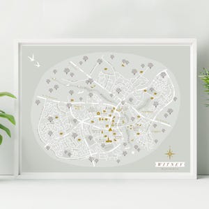 Framed Witney Map Print. Illustrated Map of Witney, Oxfordshire. Witney ...