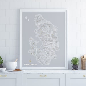 Framed Peak District Print. Peak District Illustrated Map Poster. Peak ...