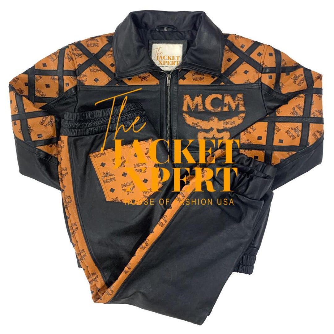 Black Lambskin Leather Track Suit | Men’s MCM Inspired Designer ...