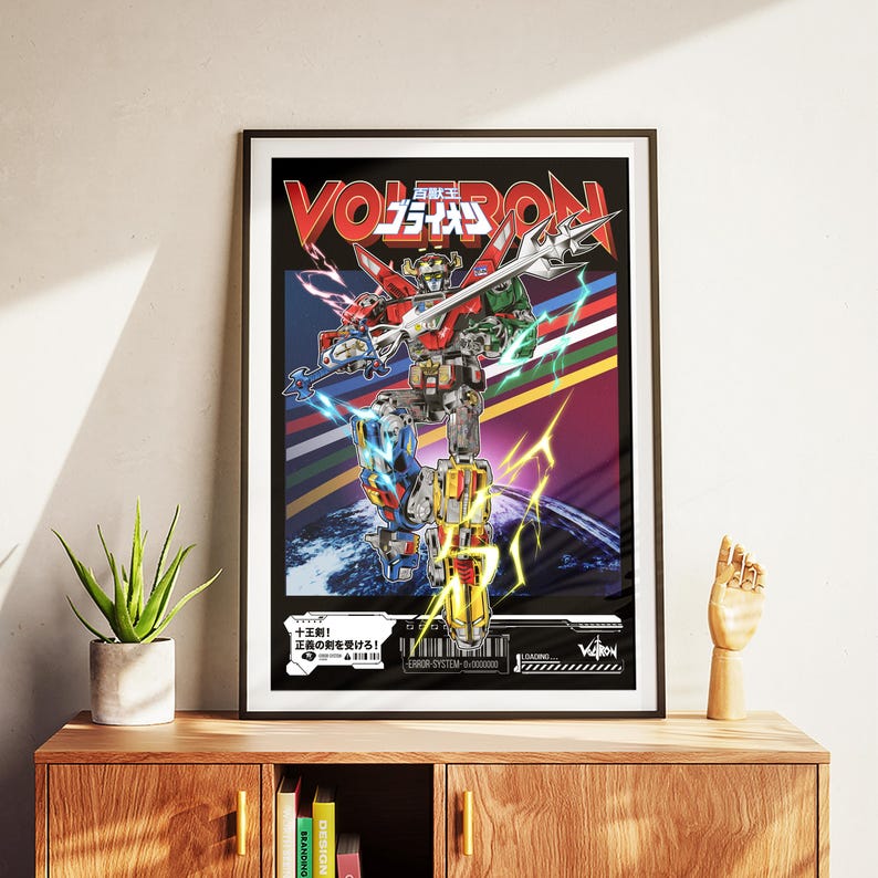 Voltron Legendary Defender Mecha Wall Art – Retro Anime Robot Poster ...