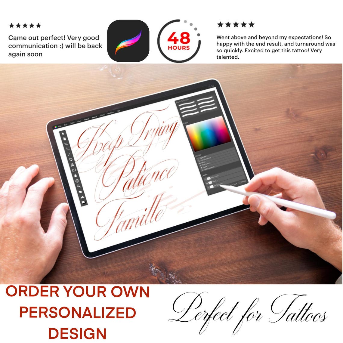 Custom Tattoo Lettering Design: Personalized Name or Quote (digital ...