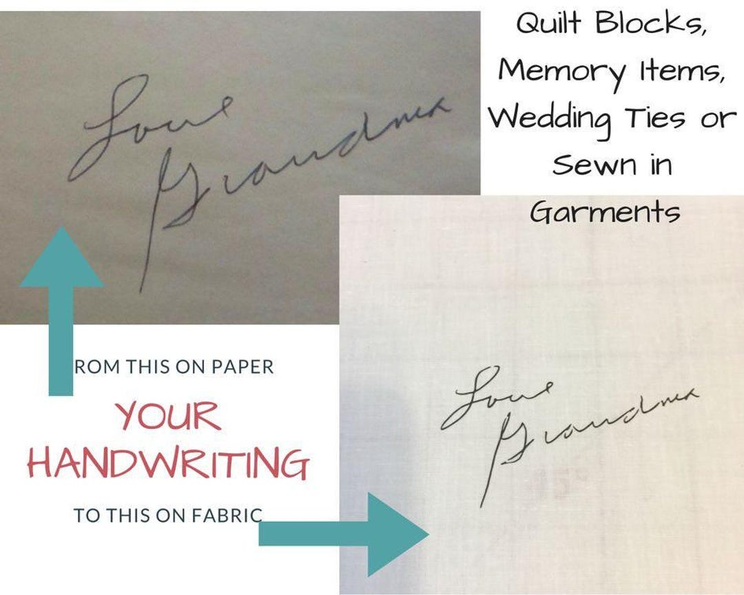 Loved Ones Handwriting Patch, Wedding Patch, Something Blue, Your Handwriting Quilt Block ...